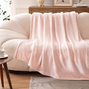 Bertte Throw Blanket, Plush Fleece Fuzzy Lightweight Super Soft Microfiber Flannel Blankets for Couch, Bed, Sofa Ultra Luxurious Warm and Cozy for All Seasons, Pink, 50 in x 60 in