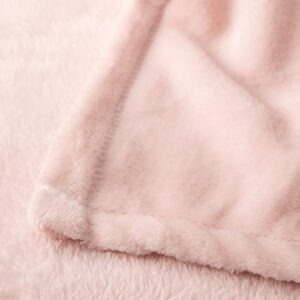 Bertte Throw Blanket, Plush Fleece Fuzzy Lightweight Super Soft Microfiber Flannel Blankets for Couch, Bed, Sofa Ultra Luxurious Warm and Cozy for All Seasons, Pink, 50 in x 60 in