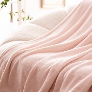 Bertte Throw Blanket, Plush Fleece Fuzzy Lightweight Super Soft Microfiber Flannel Blankets for Couch, Bed, Sofa Ultra Luxurious Warm and Cozy for All Seasons, Pink, 50 in x 60 in