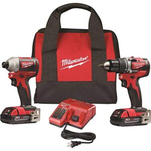 milwaukee 2892-22ct m18 compact brushless 2-tool combo kit, drill driver/impact driver