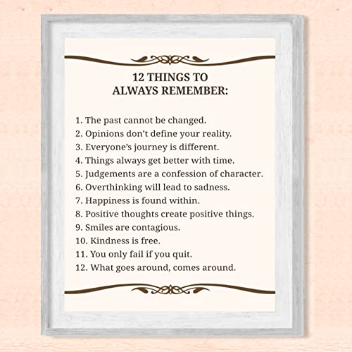 "12 Things To Always Remember"- Inspirational Wall Art- 8 x 10" Print Wall Decor-Ready to Frame. Modern Typographic Print for Home-Office-School Decor. Great Positive Thinking Reminders!