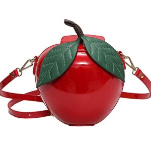 123Arts Fashion Apple Shape PU Leather Handbag Cartoon Shoulder Bags Purse - Red / Green, 191910cm