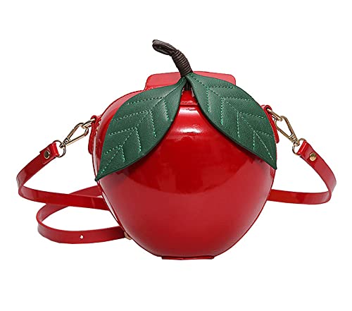 123Arts Fashion Apple Shape PU Leather Handbag Cartoon Shoulder Bags Purse - Red / Green, 191910cm