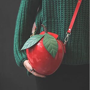 123Arts Fashion Apple Shape PU Leather Handbag Cartoon Shoulder Bags Purse - Red / Green, 191910cm