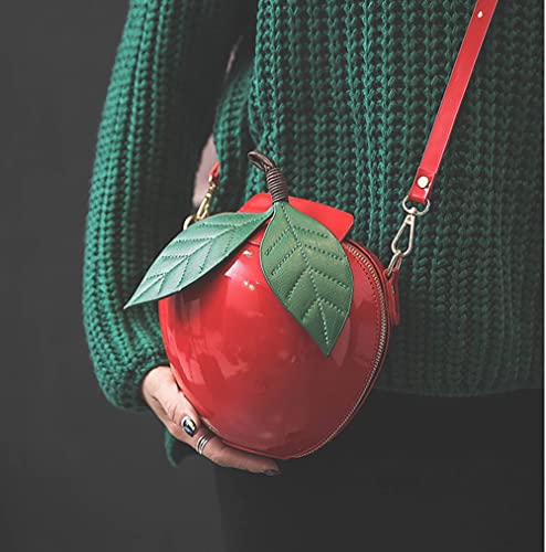 123Arts Fashion Apple Shape PU Leather Handbag Cartoon Shoulder Bags Purse - Red / Green, 191910cm