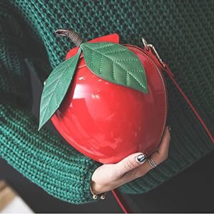 123Arts Fashion Apple Shape PU Leather Handbag Cartoon Shoulder Bags Purse - Red / Green, 191910cm