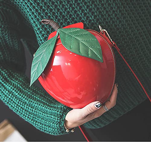 123Arts Fashion Apple Shape PU Leather Handbag Cartoon Shoulder Bags Purse - Red / Green, 191910cm