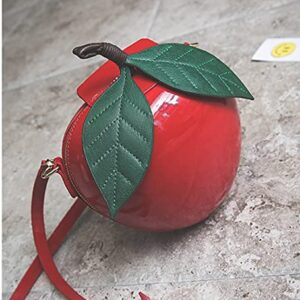 123Arts Fashion Apple Shape PU Leather Handbag Cartoon Shoulder Bags Purse - Red / Green, 191910cm