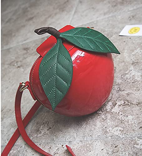 123Arts Fashion Apple Shape PU Leather Handbag Cartoon Shoulder Bags Purse - Red / Green, 191910cm