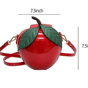 123Arts Fashion Apple Shape PU Leather Handbag Cartoon Shoulder Bags Purse - Red / Green, 191910cm