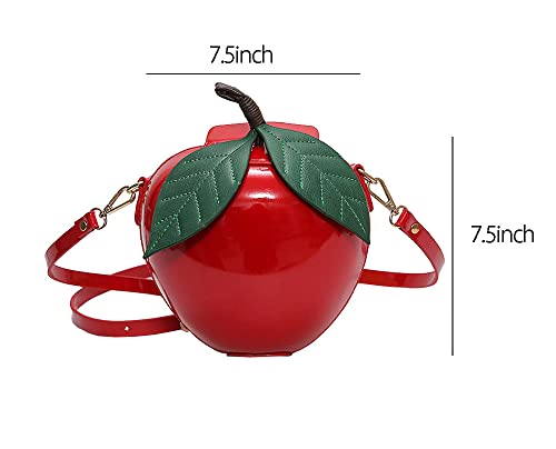 123Arts Fashion Apple Shape PU Leather Handbag Cartoon Shoulder Bags Purse - Red / Green, 191910cm