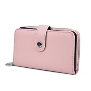 nautica be shore womens wallet rfid blocking zip around clutch (aloha (pink))