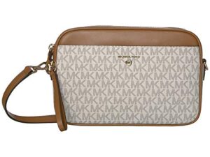 michael kors jet set charm large east/west camera crossbody vanilla/acorn one size