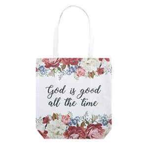 god is good all the time floral canvas tote bag