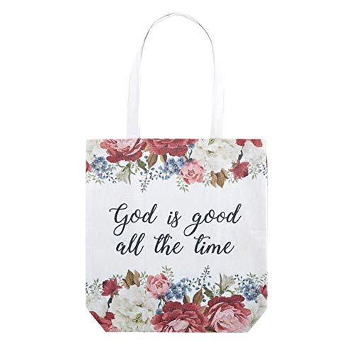 God is Good All The Time Floral Canvas Tote Bag