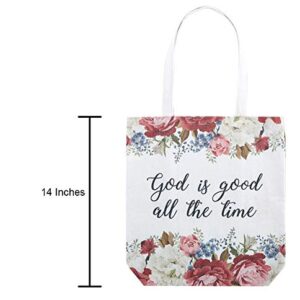 God is Good All The Time Floral Canvas Tote Bag