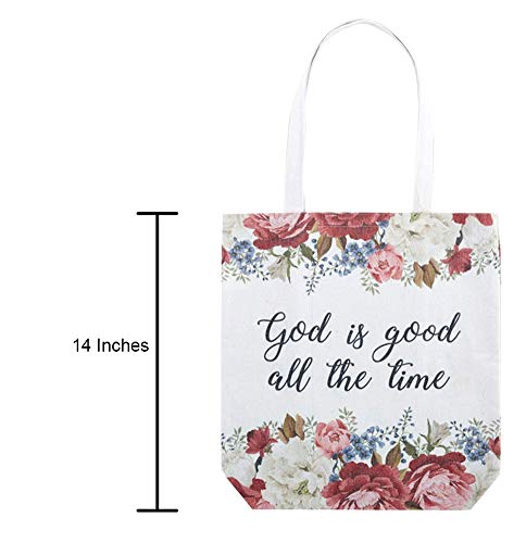 God is Good All The Time Floral Canvas Tote Bag