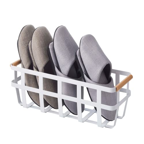 Yamazaki Tosca Slim Storage Basket – Home Organizer Bin Holder with Wooden Handle.