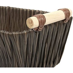 Juvale Wicker Basket, Woven Storage Baskets with Light Wooden Handles (Brown, 3 Pieces)