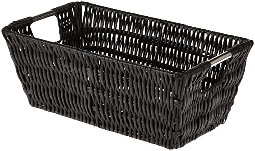 Whitmor Rattique Small Shelf Black Tote Basket