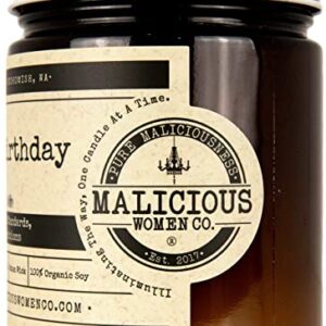 Malicious Women Candle Co - Happy Birthday, Vanilla Cupcake Infused with Alcohol, Low Standards, and Poor Decisions, All-Natural Soy Candle, 9 oz