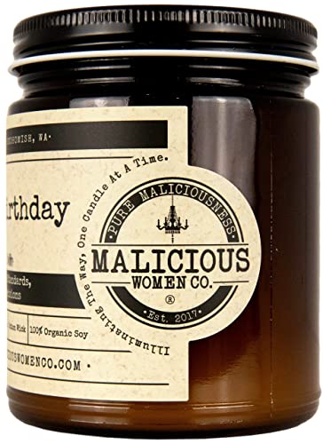 Malicious Women Candle Co - Happy Birthday, Vanilla Cupcake Infused with Alcohol, Low Standards, and Poor Decisions, All-Natural Soy Candle, 9 oz