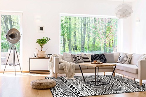 Green Decoren Relic Premium Stain Proof Rain Proof Lightweight Reversible Plastic Outdoor Rug (6x9, Black/White)