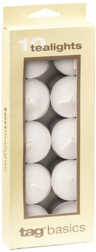 Tag WCF-02 Set of 10 Long Burning Basic Tealights, White