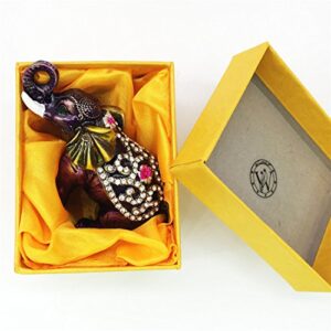 Waltz&F Purple elephant Hinged Trinket Box Bejeweled Hand-painted Ring Holder Animal Figurine Collectible