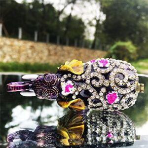 Waltz&F Purple elephant Hinged Trinket Box Bejeweled Hand-painted Ring Holder Animal Figurine Collectible