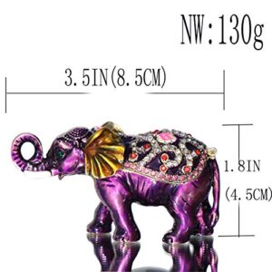 Waltz&F Purple elephant Hinged Trinket Box Bejeweled Hand-painted Ring Holder Animal Figurine Collectible