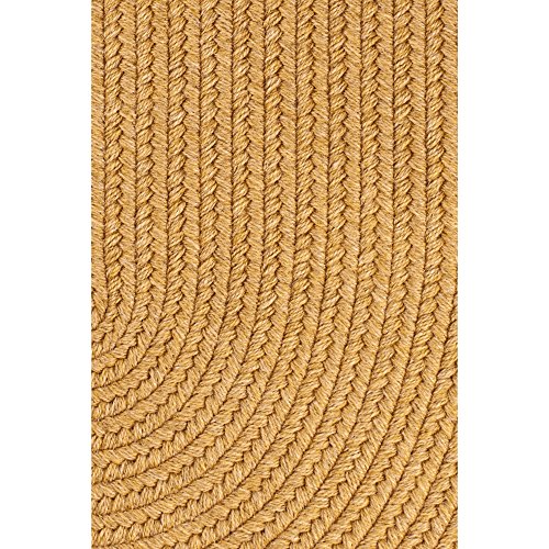 Super Area Rugs Pura Braided Wool Rug Extra Soft Reversible Living Room / Bedroom Carpet, Vintage Gold, 4' Round