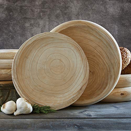 Santa Barbara Design Studio Table Sugar Hand Carved Paulownia Wood Serving Bowl, Large, Natural