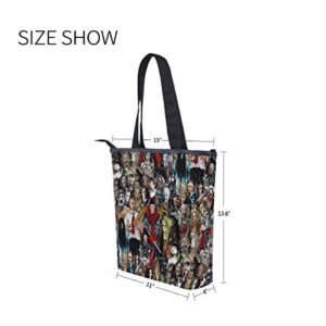 Canvas Bag,Horror Movie Villains Pattern Women Simple Casual Tote Bag Crossbody Bags Shoulder Bag