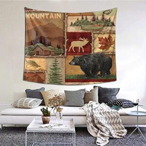 Blanket Rustic Lodge Bear Moose Deer Throw Blanket Ultra Soft Velvet Blanket Lightweight Bed Blanket Quilt Durable Home Decor Fleece Blanket Sofa Blanket Luxurious Carpet for Men Women Kids