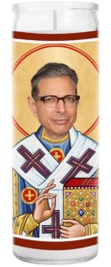 goldblum celebrity prayer candle – funny saint candle – 8 inch glass prayer votive – 100% handmade in usa – novelty celebrity gift