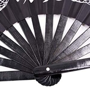 Amajiji Large Rave Folding Hand Fan for Men/Women, Chinese Japanese Kung Fu Tai Chi Handheld Fan Performance Fan Festival Gift Fan Craft Fan Folding Fan Dance Fan (Black Dragon)