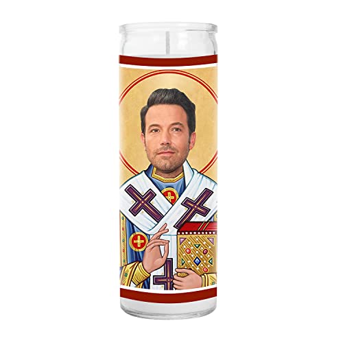 Ben Affleck Celebrity Prayer Candle - Funny Saint Candle - 8 inch Glass Prayer Votive - 100% Handmade in USA - Novelty Celebrity Gift