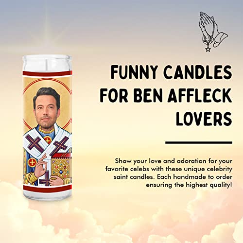 Ben Affleck Celebrity Prayer Candle - Funny Saint Candle - 8 inch Glass Prayer Votive - 100% Handmade in USA - Novelty Celebrity Gift