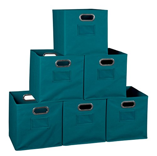 Niche Cubo Foldable Fabric Storage Bins, Teal, Set of 6