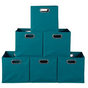 Niche Cubo Foldable Fabric Storage Bins, Teal, Set of 6