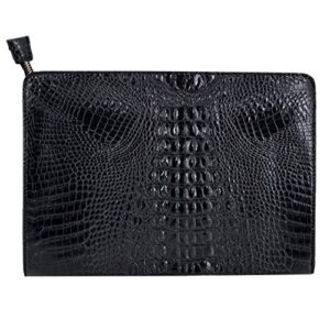 van caro oversized leather crocodile clutch envelope purse evening handbag for women, black