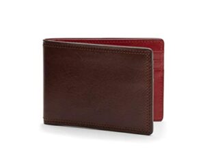 bosca dolce contrast – small bifold wallet dark brown/red one size