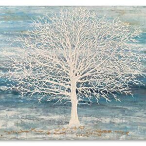 Yihui Arts Abstract Landscape Canvas Art Hand Painted 3D Tree Paintings with Gold Foil for Wall Decor Modern Artwork Pictures Living Room Bedroom Decoration