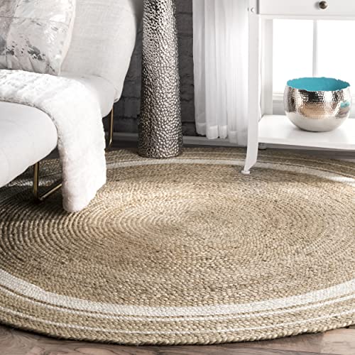 NuLOOM Rikki Coastal Braided Jute Area Rug, 6' Round, Off-White