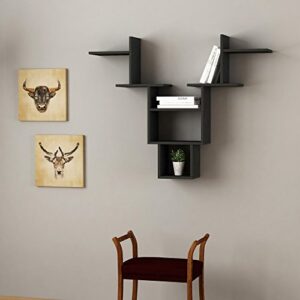 ada home décor whitetail wall shelf, 50” x 39” x 9”, anthracite