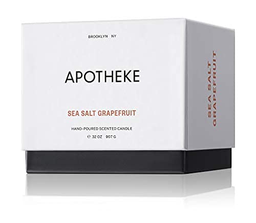 APOTHEKE Luxury Scented 3-Wick Jar Candle, Sea Salt Grapefruit, 32 oz - Large - Grapefruit, Pepper, Mint & Tarragon Scent, Strong Fragrance, Aromatherapy, Long Lasting, Hand Poured in USA