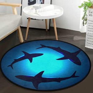 vdsrup cute animal sharks doormat shark blue ocean round floor mat non slip absorbent carpet yoga rug for entryway bedroom living room sofa home decor