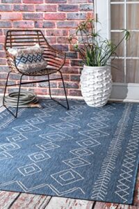 nuloom sierra moroccan diamond outdoor area rug, 5′ 3″ x 7′ 6″, blue