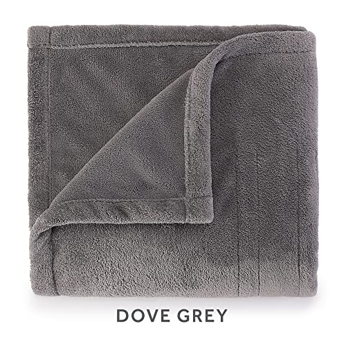 Sunbeam Royal Luxe Dove Grey Heated Personal Throw / Blanket, Cozy-Warm, Adjustable Heat Settings